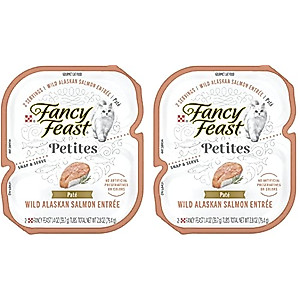 Fancy Feast Petites Wet Cat Food Variety Pack (24 Servings/12 Pack/6 Flavors) Salmon, Chicken, Whitefish, Tuna, Salmon, Grilled Chicken with Rice with LarasBundle Sticker