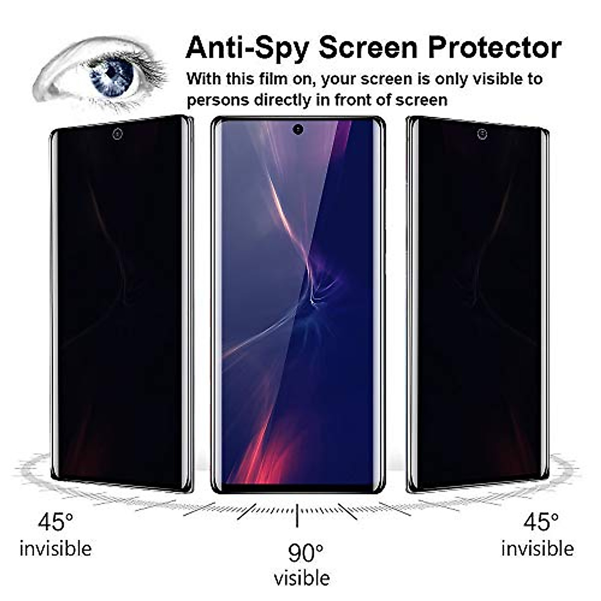 [2 Pack] Galaxy Note 20 Ultra Privacy Screen Protector, Tempered Glass Anti-Spy Black Screen Protector for Samsung Galaxy Note 20 Ultra, Anti-Peek 9H Easy Install [Don’t Support Fingerprint Unlock]
