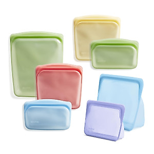Stasher Premium Silicone Reusable Food Storage Bags, 7-Pack, Rainbow | Multi-Use Food Storage Bags, Lunch Bag, Travel Containers | BPA Free, Leak-free, Dishwasher-Safe, Eco-friendly