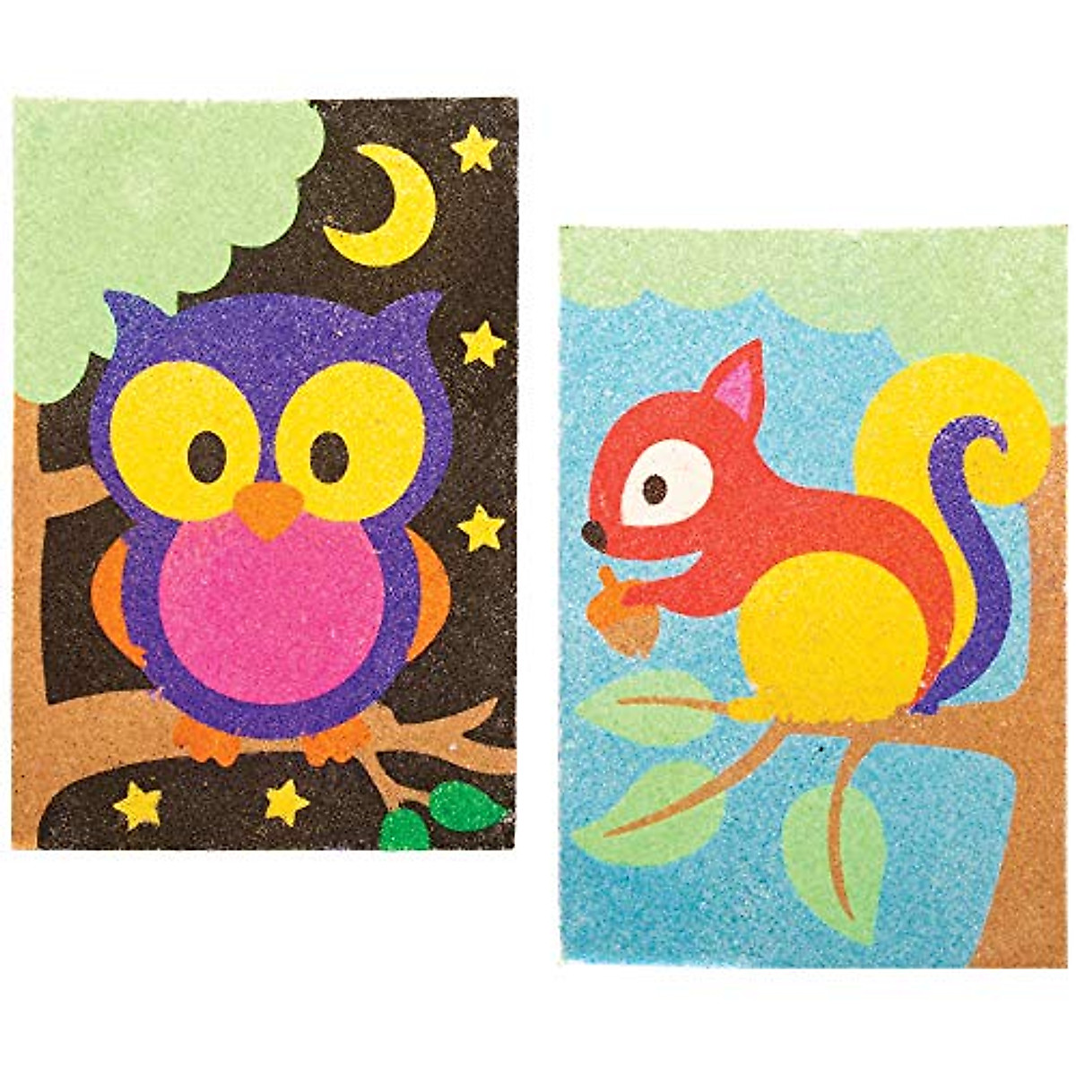 Baker Ross AW883 Woodland Animal Sand Art Pictures - Pack of 8, For Children to Decorate and Display, Ideal Kids Arts and Crafts Project, assorted