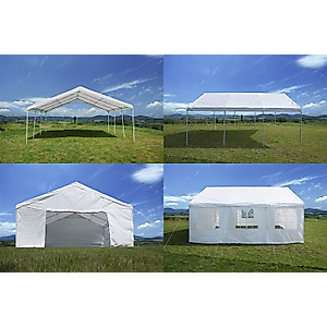 20x20 Heavy Duty Party Tent Carport Wedding Canopy Steel W/Sidewalls White