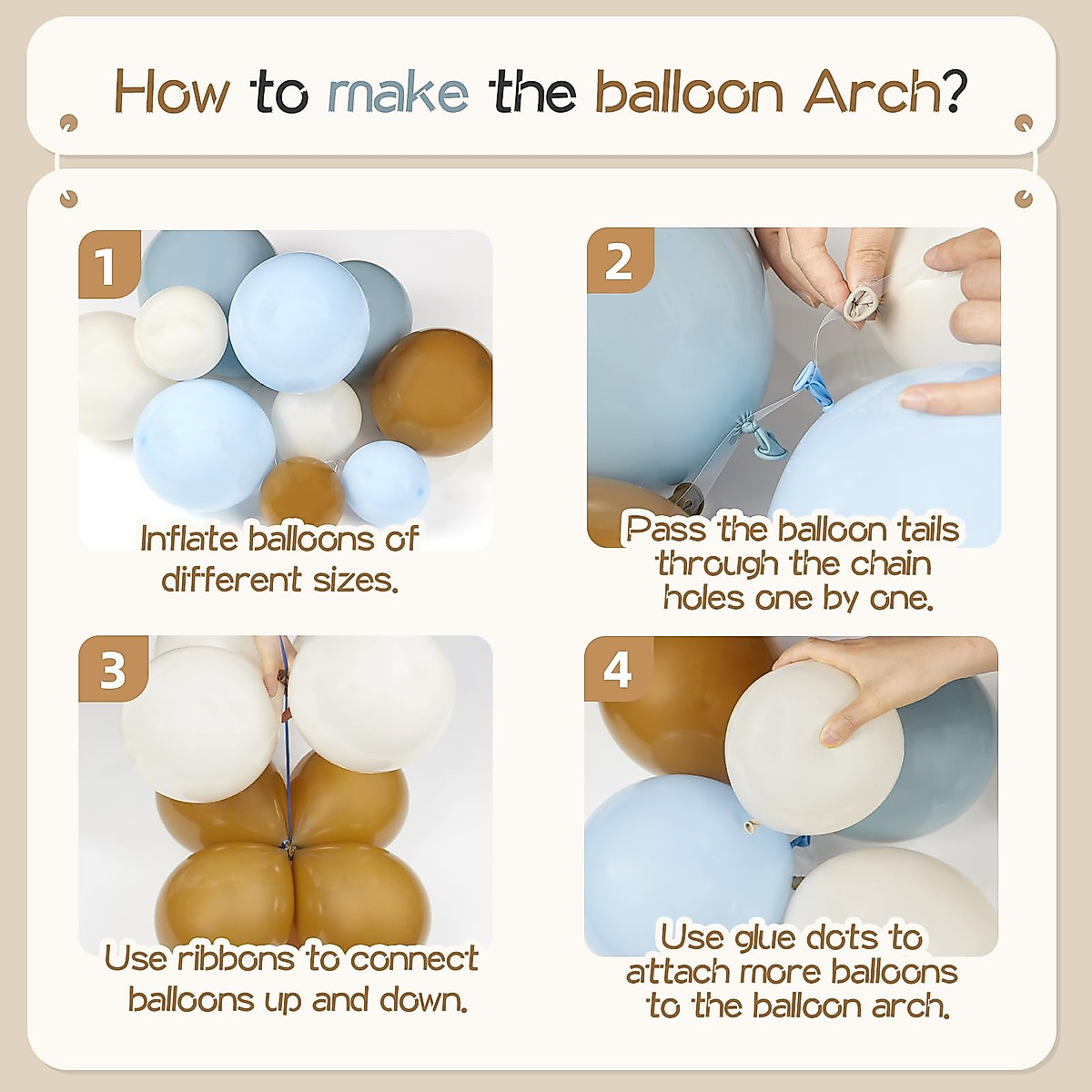 146Pcs Dusty Blue and Brown Balloon Arch Kit, Bear Baby Shower Decorations with Brown Sand White Dusty Blue Balloons for Baby Shower Decorations Gender Reveal Birthday Party Decoration