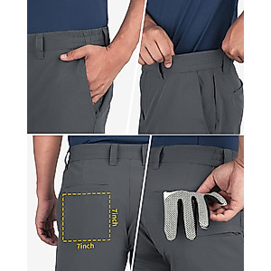 33,000ft Men's Golf Shorts 9" Dry Fit Stretch Golf Short UPF 50+ Lightweight Flat Front Golf Shorts with Pockets Grey