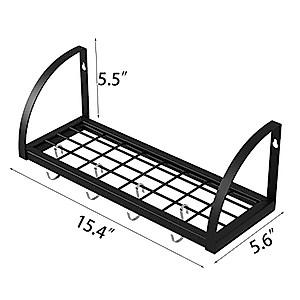 JOIN IRON Floating Wall Shelves Set of 1,Black Floating Shelves, Bathroom Rack with Hook,Wall Shelves for Bathroom/Living Room/Kitchen/Bedroom