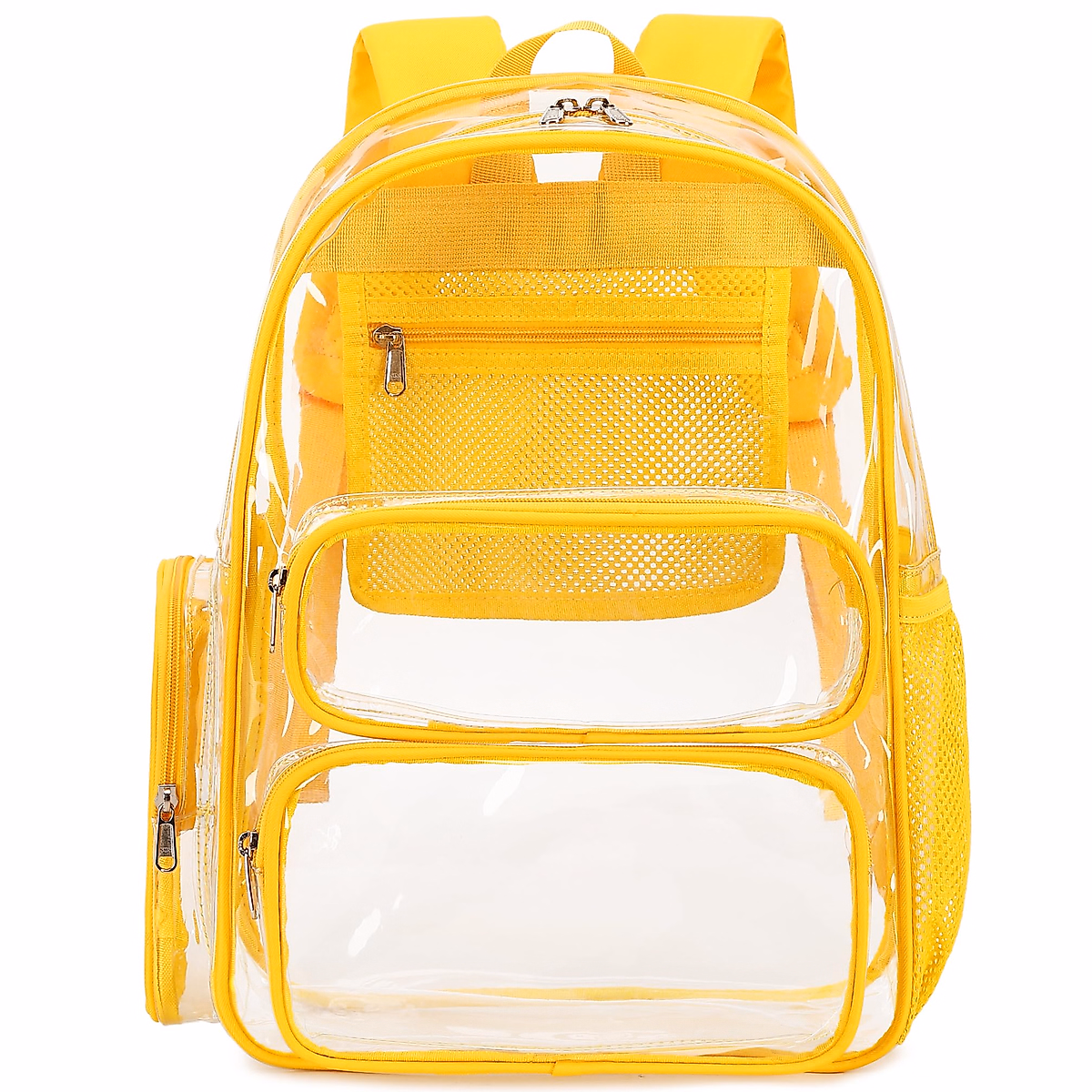 CAMTOP Clear Backpack Heavy Duty PVC Transparent Bag See Through BookBag for Student School Work Festival Sport Travel(17 Inch,Yellow)