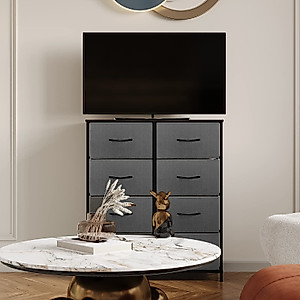 Maxtown 8 Drawer Dresser, Storage Tower with Fabric Box,Clothes Organizer, Bedroom Tall Dresser with Metal Frame and Wood Shelves, Dressers & chests of Drawers for Bedroom, Entryway, Office Black