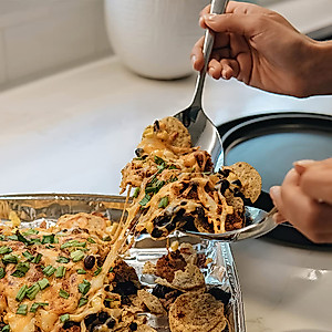 Serving Spoons, AOOSY 6 Pieces X-Large 9.8 Inches Stainless Steel Serving Spoon Catering Spoons Solid Serving Utensils Big Ladle Tablespoons for Buffet Banquet Flatware Kitchen Basics Serving