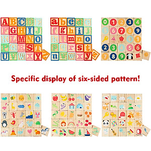 Garlictoys Wooden ABC Building Blocks for Toddlers 3+ |26 PCS Wood Baby Alphabet Number Blocks for Stacking Learning Preschool Educational Montessori Sensory Toys for Kids Boys Girls Gifts 1.65"