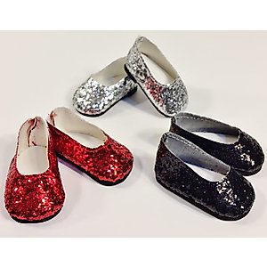 18" Doll Shoes - Red, Silver, Black - Sparkle Glitter for American Girl Dolls