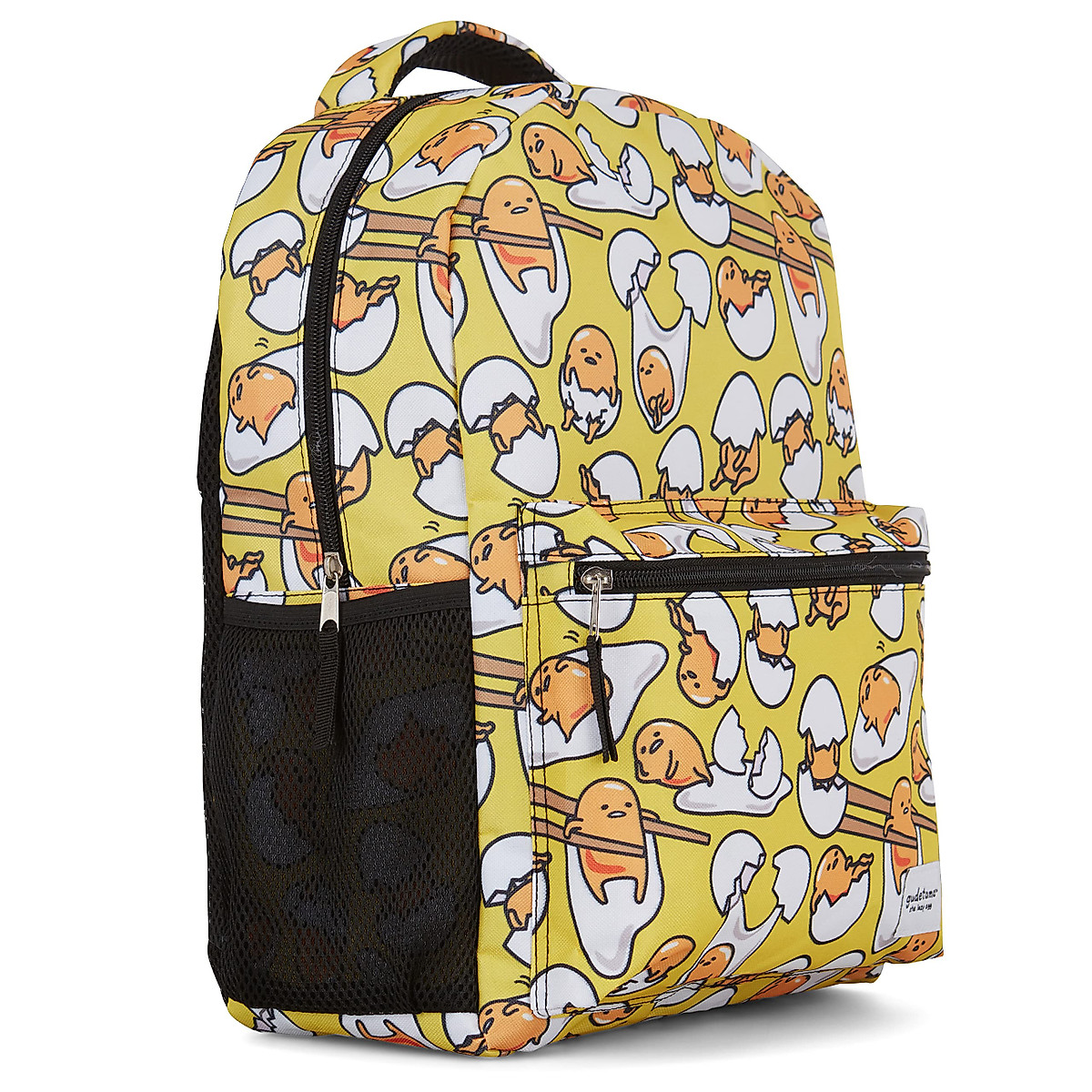 Fast Forward Gudetama Lazy Egg Allover Backpack - Gudetama Lazy Egg Iconic Backpack - Officially Licensed Gudetama School Bookbag (Yellow)
