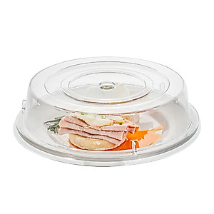 Restaurantware Cater Tek 11 Inch Polycarbonate Plate Cover 1 Shatterproof Dish Cover - Microwavable Endures Up To 210F Clear Plastic Splatter Cover With Finger Hole For 11 Inch Plates