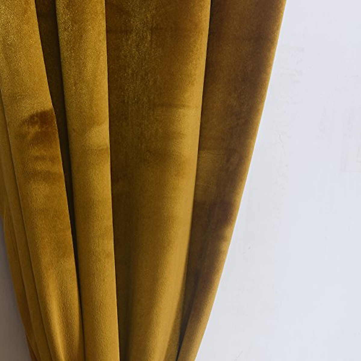 Cherry Home Super Soft Luxury Velvet Set of 2 Warm Yellow Blackout Velvet Energy Efficient Grommet Curtain Panel Drapes Ginger 52Wx63L(2 Panels) with Matching Tiebacks