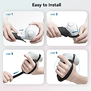 CNBEYOUNG Touch Controller Grip Cover Compatible with Quest 2, Anti-Throw Handle Sleeve Quest 2 Accessories with Nylon Adjustable Wrist Knuckle Strap(Black)