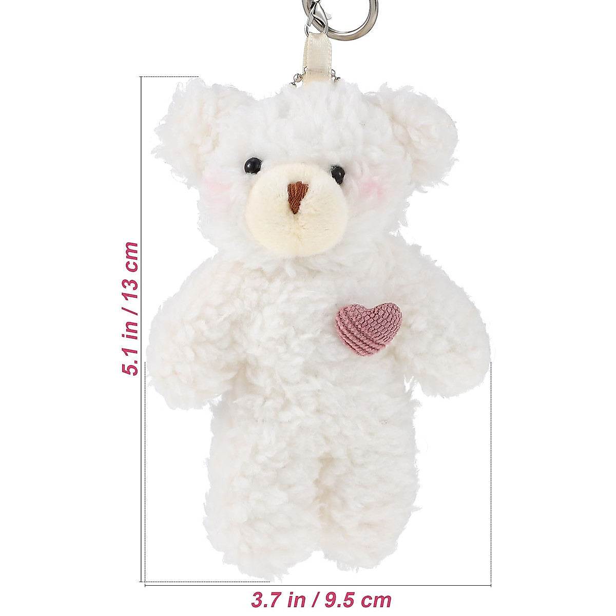 2pcs Plush Bear Keychain Teddy Bear Keychain Aniaml Key Ring Hanging Ornament Plush Stuffed Animal Car Key Holder for Girls Women