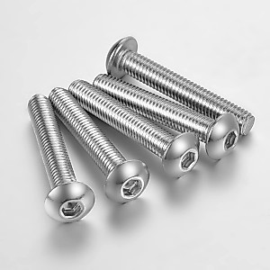 3/8-16 x 1-3/4" Button Head Socket Cap Screws 304 Stainless Steel 18-8, Full Thread, Allen Hex Drive, Coarse Thread, 10PCS