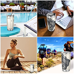 susiyo Map Of Latin America Vacuum Insulated Cup 20 oz Double Wall Stainless Steel Coffee Mug with Lid and 2 Straws