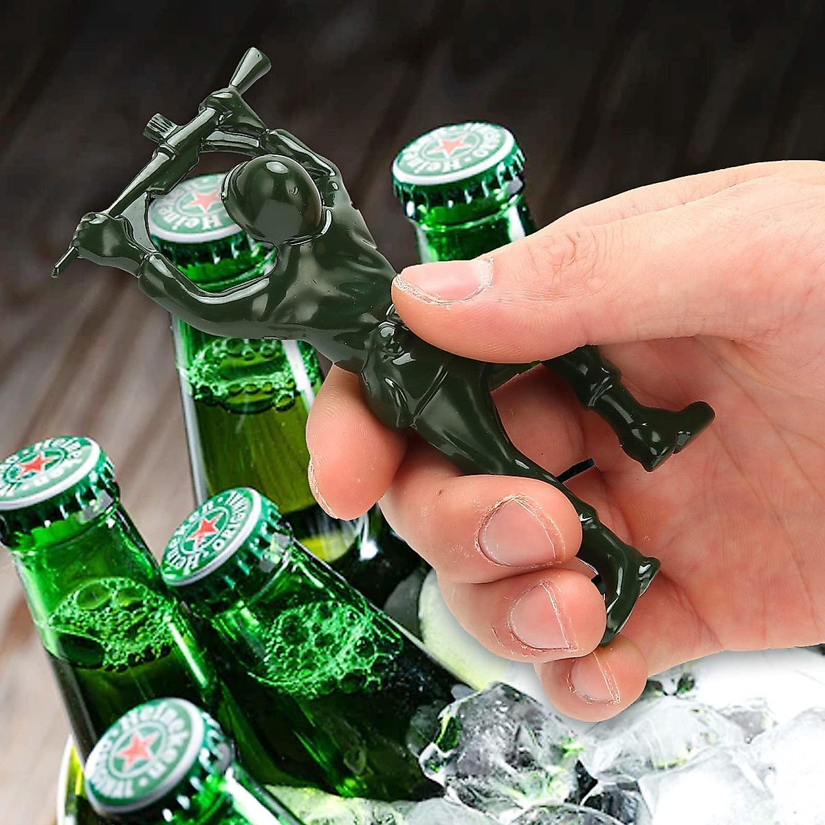 2 Pcs Green Army Man Bottle Opener, Creative 3d Mini Soldier Beer Wine Bottle Opener Beverage Easy Opening Bottle Opener Funny Bottle Opener Bartender Compatible Coke Bottle 0pener