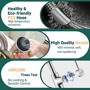 APPASO Kitchen Faucet with Soap Dispenser, Brushed Nickel Kitchen Faucet with Pull Down Sprayer (3 Modes), 304 Stainless Steel High Arc 360 Degree Swivel Single Handle Faucet for Kitchen Sink