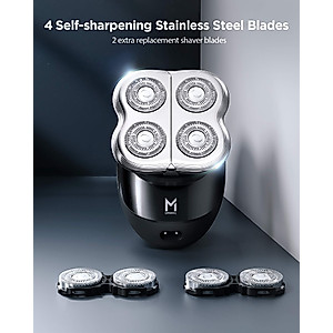 Limural Head Shavers for Bald Men, Electric Rotary Shaver Razor with Extra 2 Blade Sets Wet&Dry, 4-in-1 Small LED Mens Grooming Kit Cordless Rechargeable with Nose Trimmer, Hair Clipper