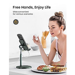 LISEN Cell Phone Stand,Angle Height Adjustable Stable Cell Phone Stand for Desk,Sturdy Aluminum Metal Phone Holder (Green)