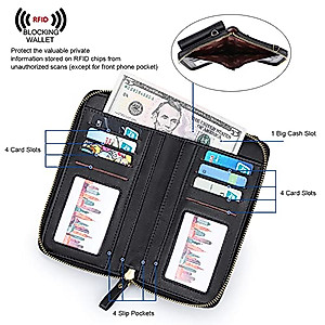 S-ZONE PU Leather RFID Blocking Crossbody Cell Phone Bag for Women Wallet Purse