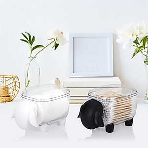 OTOSTAR 2 Pack Qtip Holder Dispenser Set with Lids Clear Plastic Apothecary Jars Vanity Makeup Organizer Storage Containers Storage Bathroom Organizer Set for Cotton Swab Ball Pads Floss (Sheep)