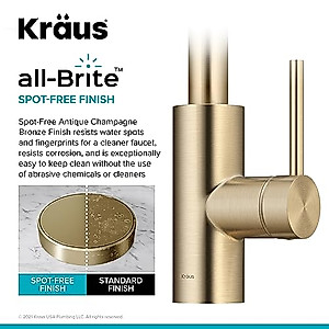 KRAUS Oletto Pull-Down Single Handle Kitchen Faucet with QuickDock Top Mount Installation Assembly in Spot Free Antique Champagne Bronze, 15 1/8 Inch, KPF-2620SFACB