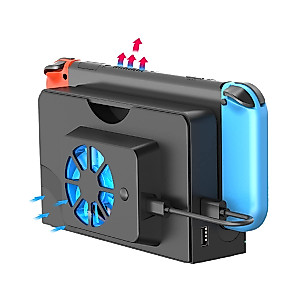 ElecGear Cooling Fan for Nintendo Switch OLED Dock, 3 Speed Replacement Back Cover for Switch New Dock, USB Powered Cooler with LED Lighting