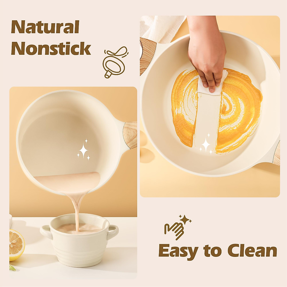 SENSARTE Nonstick Ceramic Cookware Sets, Pots and Pans Set Nonstick, 14 Pcs Induction Kitchen Cookware Sets, 100% Non-toxic Healthy Non Stick Cooking Set, PFAS PTFE PFOA PFOS Free