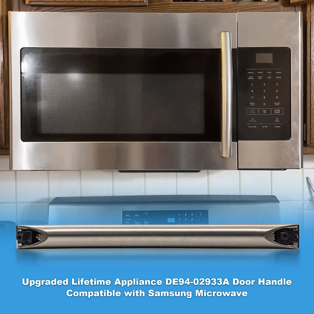 Microwave Door Handle Replacement for Samsung SMH1816S/XAA MC17F808KDT SMH1926S ME18H704SFS DE94-02933A ME16H702SES DE94-04313F DE94-04309A/B DE64-02522A