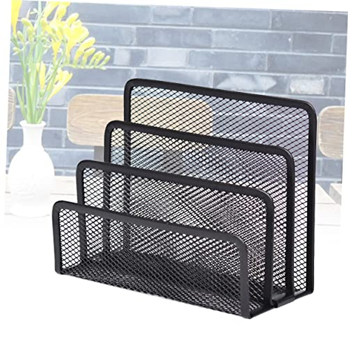 NUOBESTY School Metal Paper Holders Collection Folders Stacking Desktop Record Mail Folder Mesh Countertop Cell Duty Filing Desk Bill Organizer Holder Compartments Rack Letter Tray Home