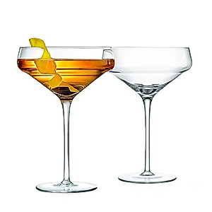 2 Sets of Crystal Martini Glass, Ultra Clear, Elegant Crystal Clear Wine Glass Pair, 100% Hand Blown, Dishwasher Safe, Great For Dinner, Parties, Wedding, And ELEGANT Occasions