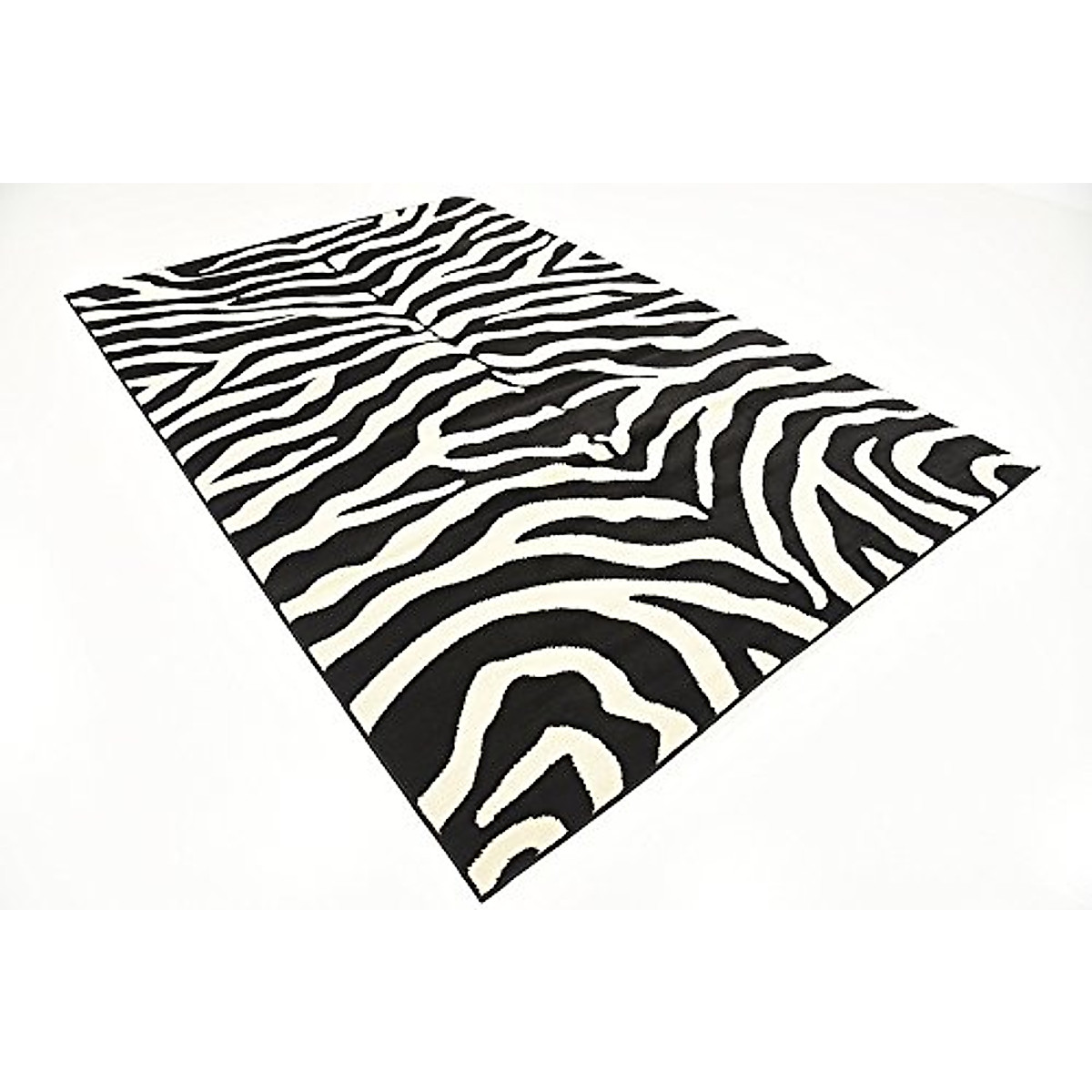 Unique Loom Wildlife Collection Animal Inspired with Zebra Design Area Rug, 6 x 9 ft, Black/Ivory