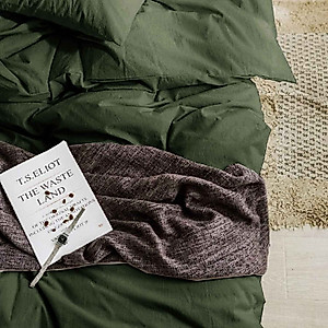 Dark Olive Green Duvet Cover Queen Size, 3pc Soft Farmhouse Bedding Comforter Cover Set With Zipper Closure, 1 Lightweight Microfiber Duvet Cover (90x90 inches) and 2 Pillow Shams for Women Men