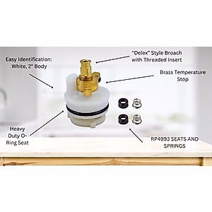 T & T Hardware Replacement Cartridge Compatible with Delta RP1991, Seats & Springs (RP4993) Included, White