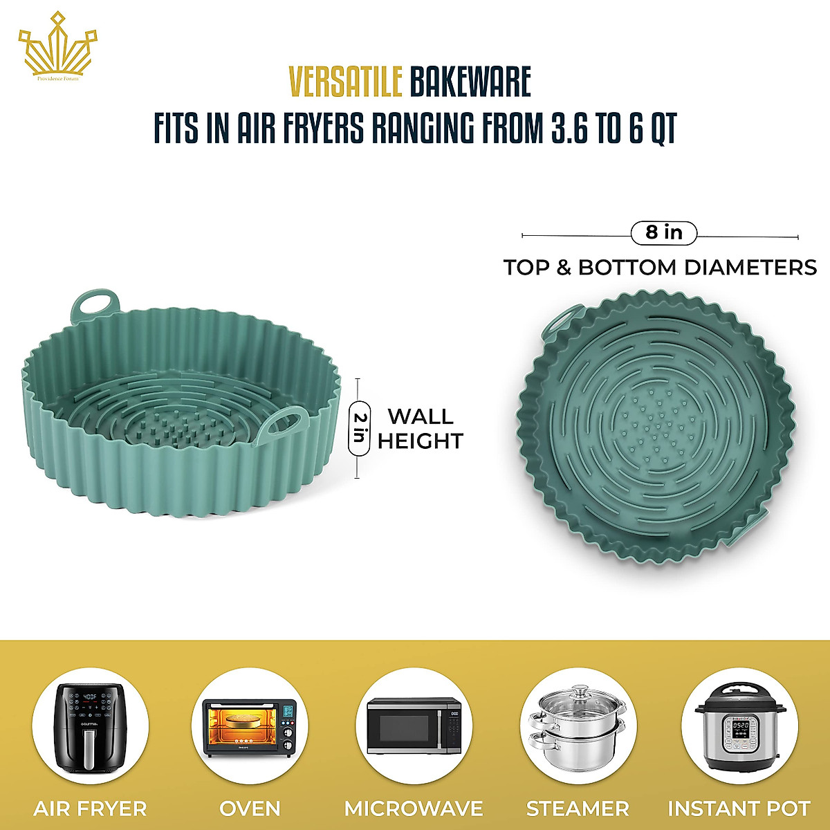 2-Pack Air Fryer Silicone Liners - Premium 8 Inch Air Fryer Liner - Reusable Air Fryer Liners - Food Grade Airfryer Liners Oven Accessories - Air Fryer Basket Oven Liners Fits 3.6 to 6 QT Air Fryer