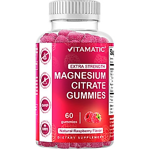 Vitamatic Extra Strength Magnesium Gummies 255 mg (Elemental Mg) per Serving - 60 Count - Promotes Healthy Relaxation, Muscle, Bone, & Energy Support (2 Pack)