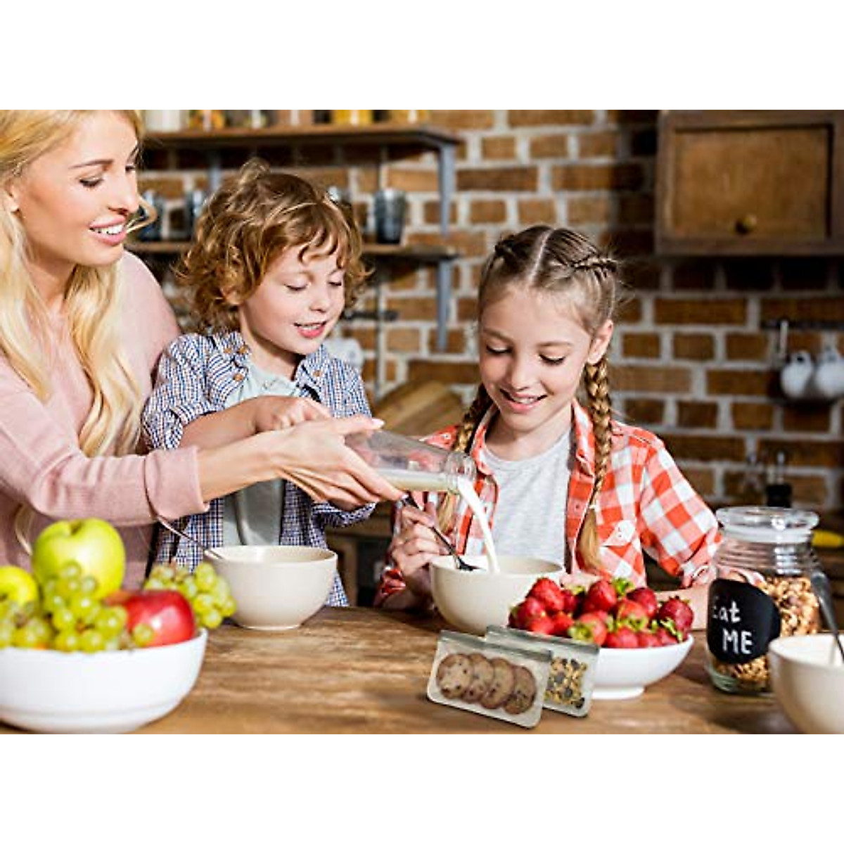 Reusable Food Storage Bags, Set of 10 (2 Lunch + 4 Sandwich + 4 Snack), by Better Kitchen Products, with Double Zip Lock Closure, for Food, Travel, and General Use, Thick PEVA Material, TSA Conformity