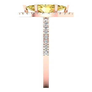 Clara Pucci 2.38 ct Marquise Cut Solitaire Halo Yellow Simulated Diamond Engagement Promise Anniversary Bridal Ring 18K Rose Gold 3.5