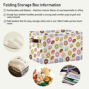 Kigai Doughnut Storage Bins for Shelves, Storage Basket with Double Handle, Foldable Storage Cubes with Metal Frame, Rectangular Closet Organizer Containers for Home Bedroom