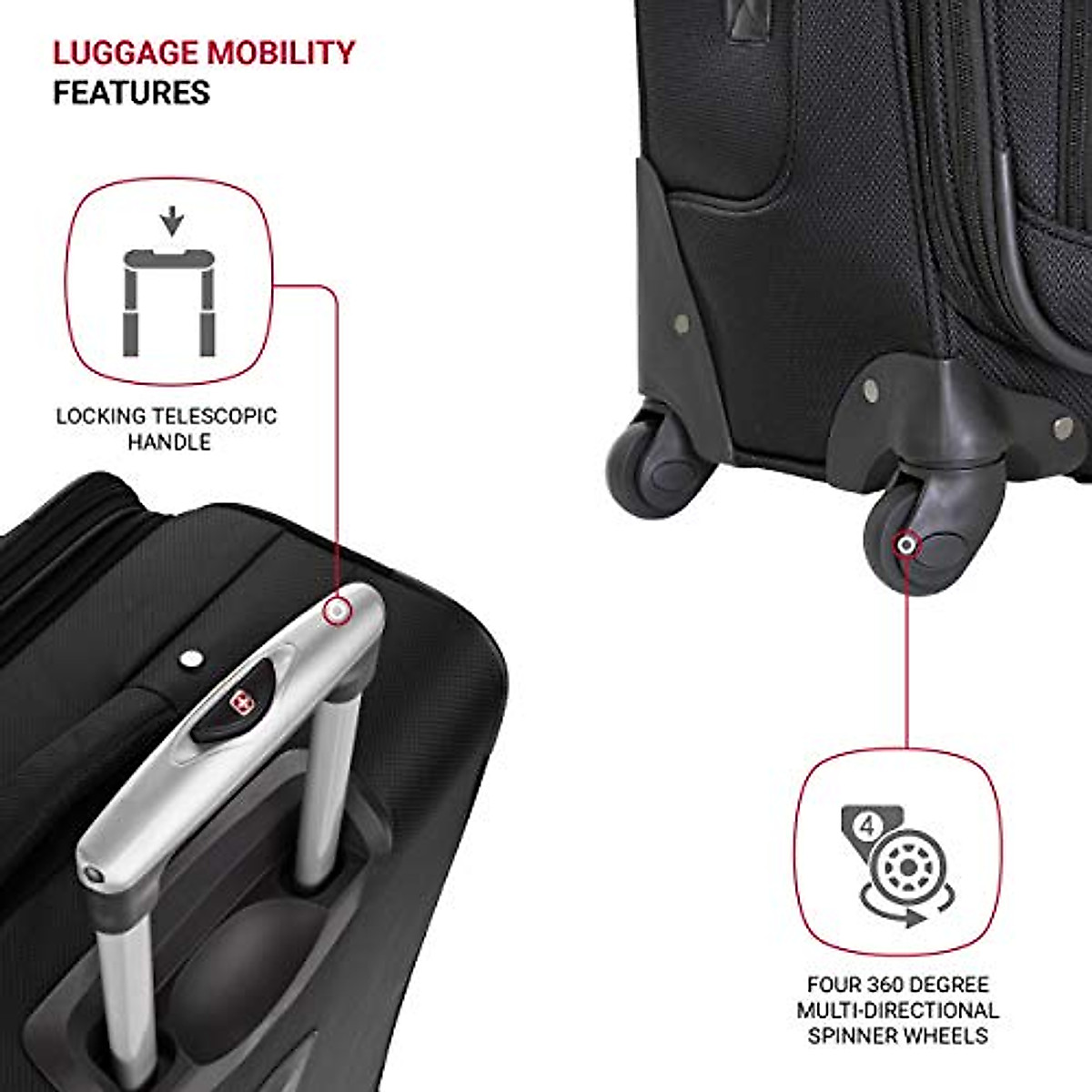 SwissGear Sion Softside Expandable Roller Luggage, Black, Checked-Medium 25-Inch