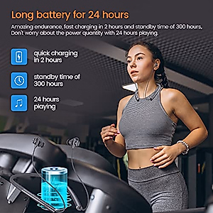 Glazata Wireless Headphones Neckbands with Magnetic Earbuds Sports Earphones aptX & aptX-LL Stereo Wireless Headphones for Workouts 「Grey」