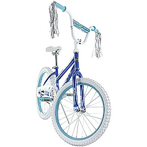 Huffy Illuminate 20” Girl’s Bike, Pearl Blue Frame with Butterfly Graphics, Kickstand Included, Streamers and Chain Guard, White Tires and Teal Rims