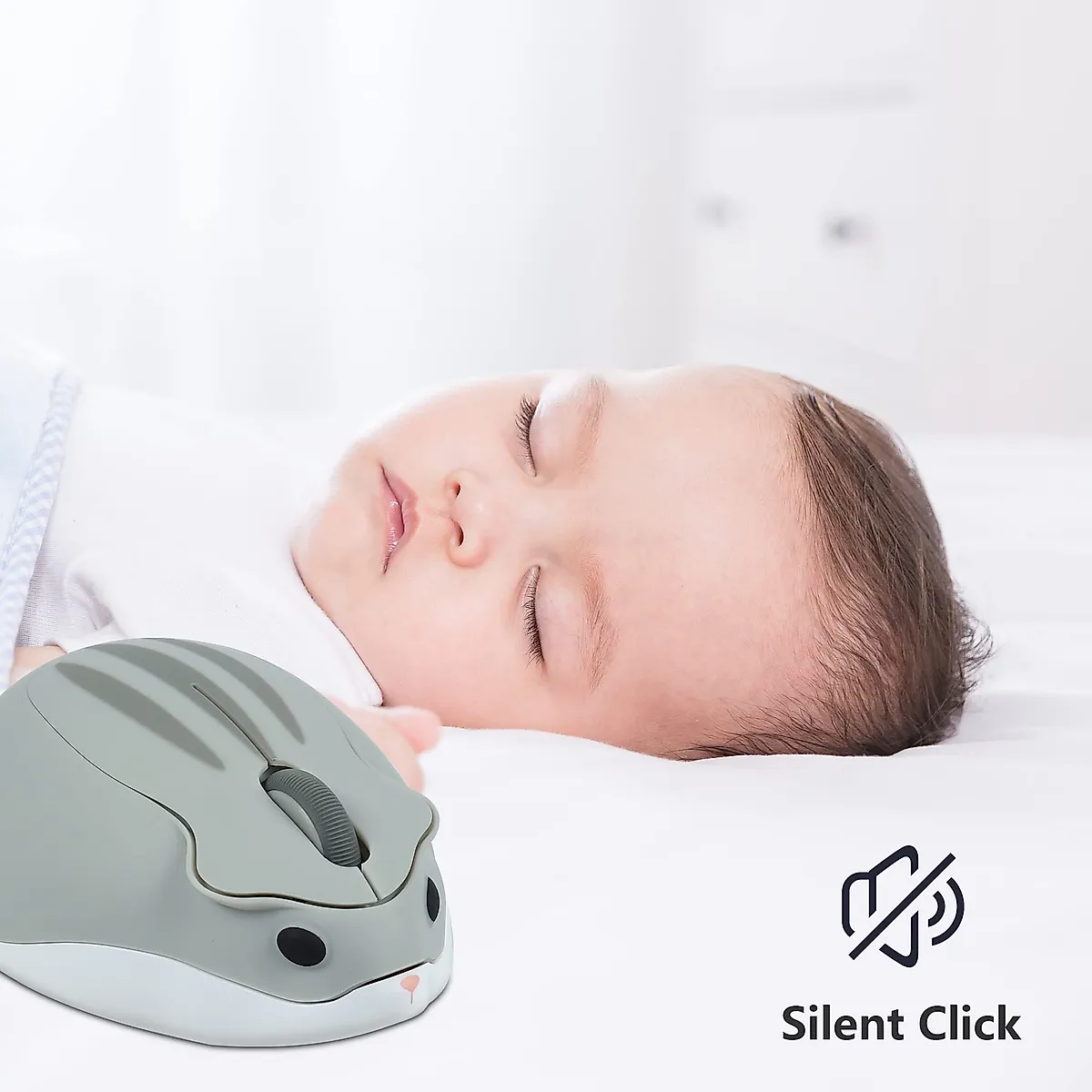 Wireless Mouse Bluetooth Mouse Gery Cute Cartoon Animal Hamster Shape Wireless Mouse Silent Portable Cordless Mouse 1200DPI Mouse for PC,Mac,Laptop,Computer,Chromebook,iPhone,Tablet (No USB Receiver)