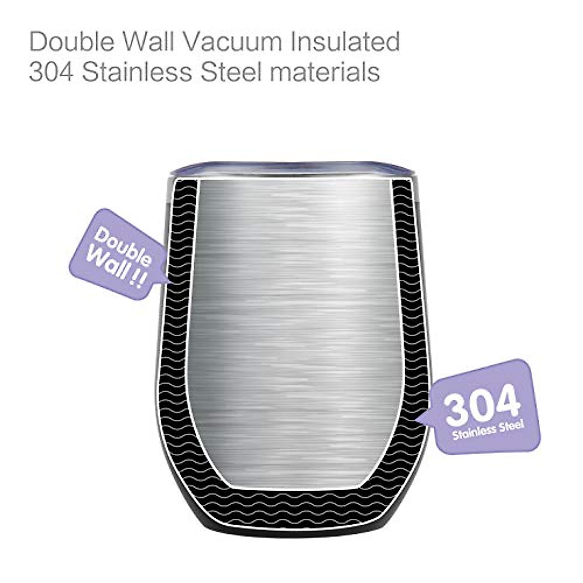 HITSLAM Wine Tumbler Cup Coffee Mug: 12oz Travel Insulated Tumbler with Lid & Straw, Stainless Steel Vacuum Double Wall-Gift for Women, Men, Mom, Dad, Friend (Purple)