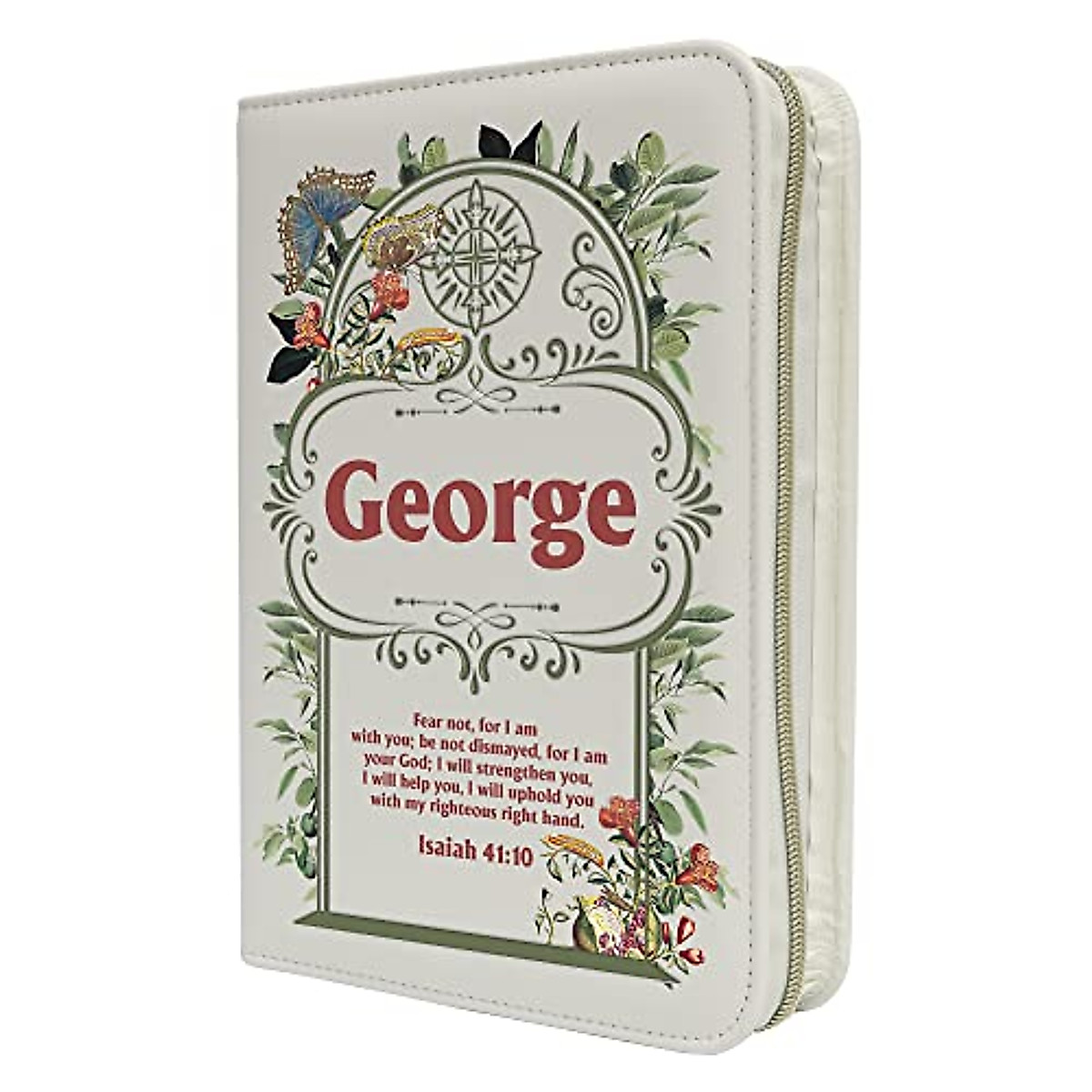 9.6x6.6 Inch Personalized Bible Cover, Custom Bible Cover – Personalized Leatherette Bible Cover and Carrying Case with Handle, Womens Bible Case - White Small (Design 4)