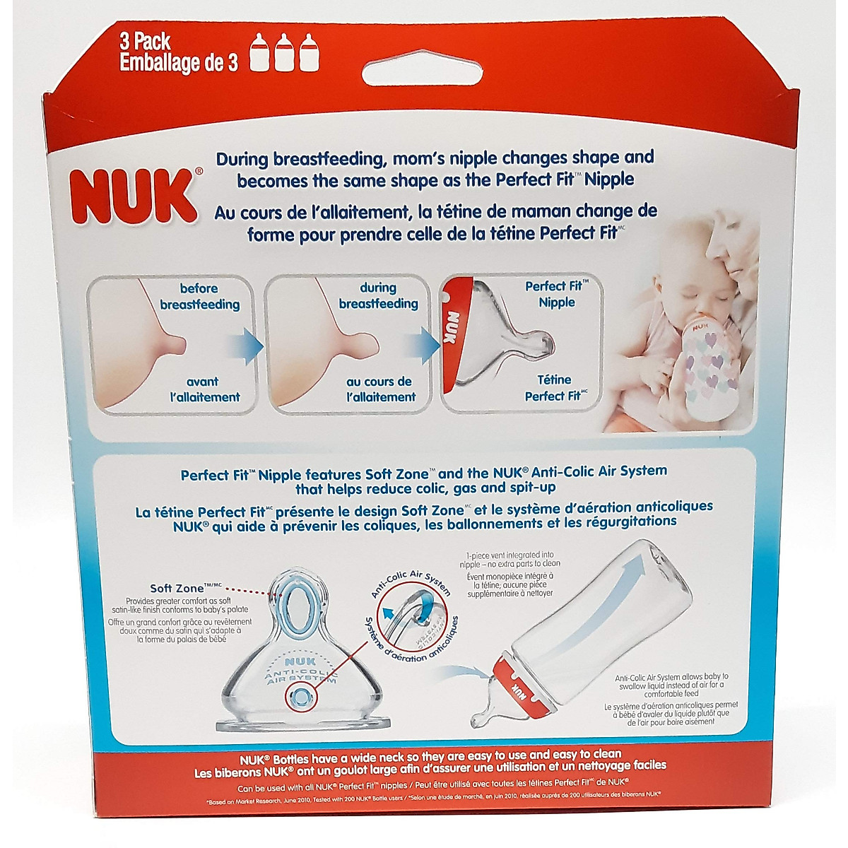 Nuk 10 Oz Bottles 3 Count (Pack of 1) - Assorted Colors and Style
