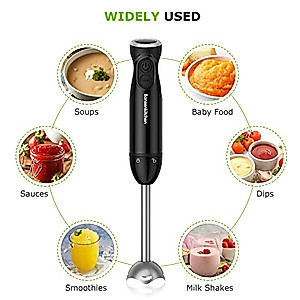 Bonsenkitchen Handheld Blender, Electric Hand Blender 12-Speed with Turbo Mode, Immersion Hand Held Blender Stick with Stainless Steel Blades for Soup, Smoothie, Puree, Baby Food