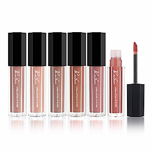Rechoo Matte Liquid Lipstick Set, 6 Pcs Superstay Mate Ink Waterproof Lip Gloss Beauty Lips Makeup Set (NUDE MATTE INK)