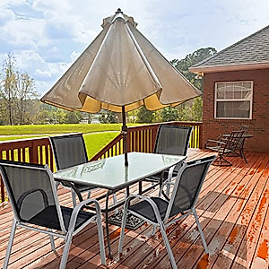 Tangkula Set of 4 Stackable Outdoor Dining Chairs, Patio Chairs with Armrests and Sturdy Steel Frame, Outdoor Armchairs for Lawn, Poolside and Backyard (Gray)